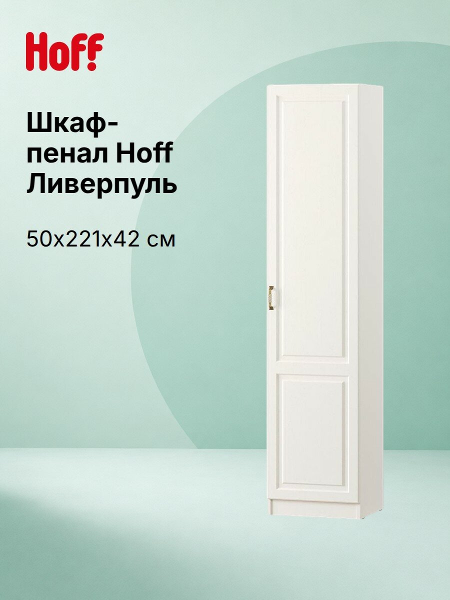 Шкаф-пенал Hoff Ливерпуль, напольный, 50х220,3х41,4 см, МДФ/ЛДСП, цвет ясень ваниль