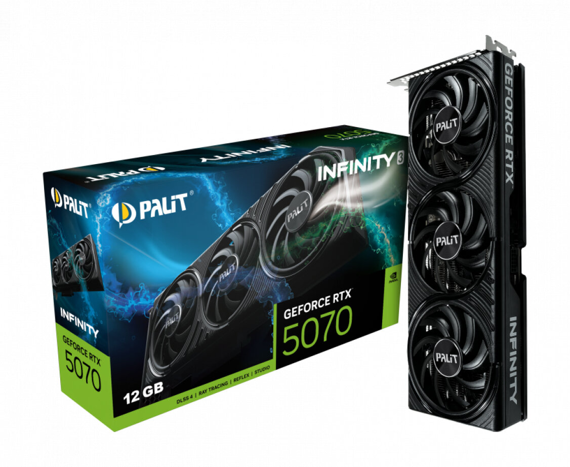 Видеокарта RTX 5070 12Gb Palit INFINITY3 NE75070019K9-GB2050S, 3 вертушки