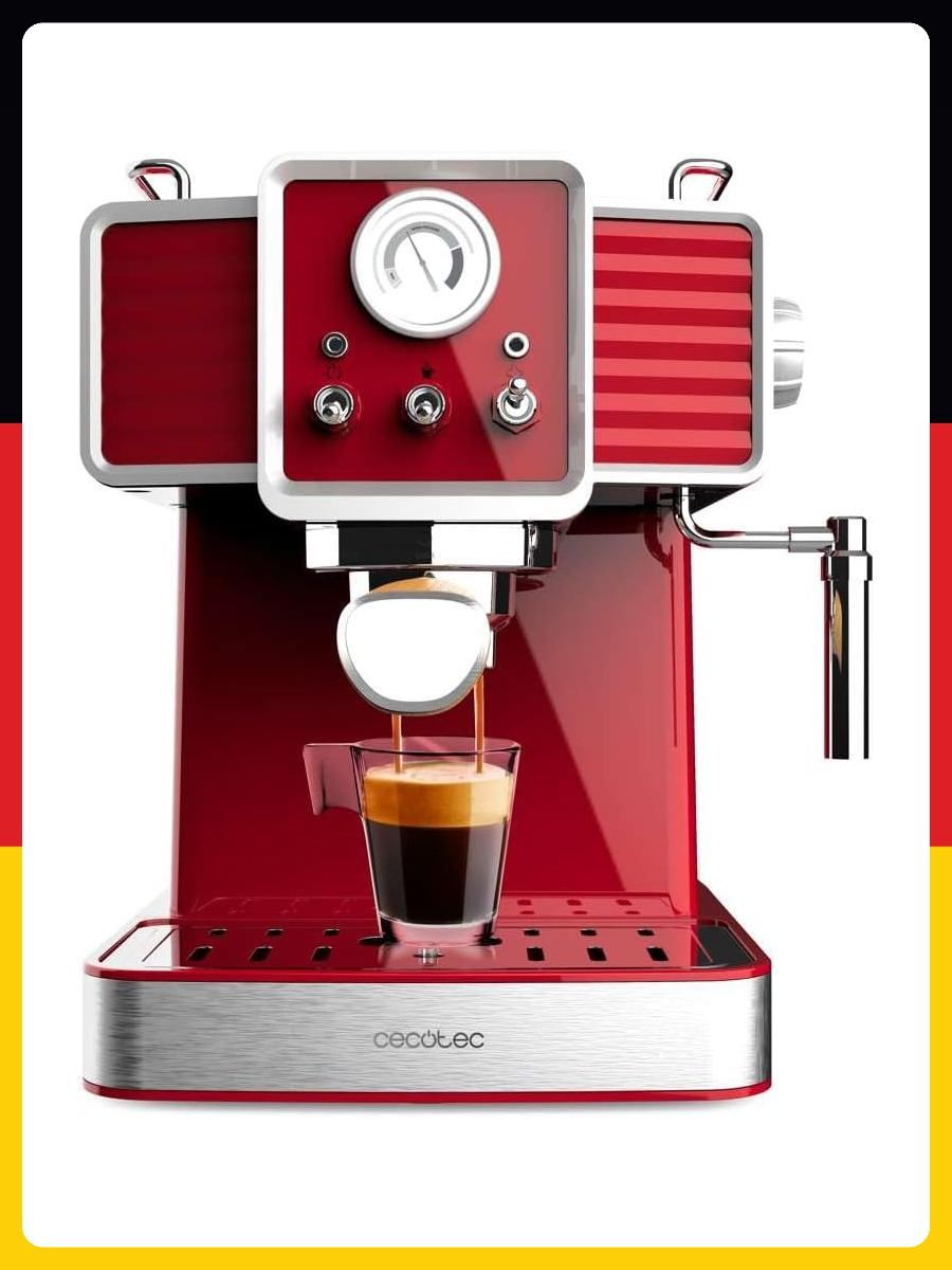 Cecotec Автоматическая кофемашина Power Espresso 20 Tradizionale Light Red espresso machine. 1350 W, ForceAroma technology with 20 bars, adjustable steam wand, double spout, automatic shut-off, drip tray, красный