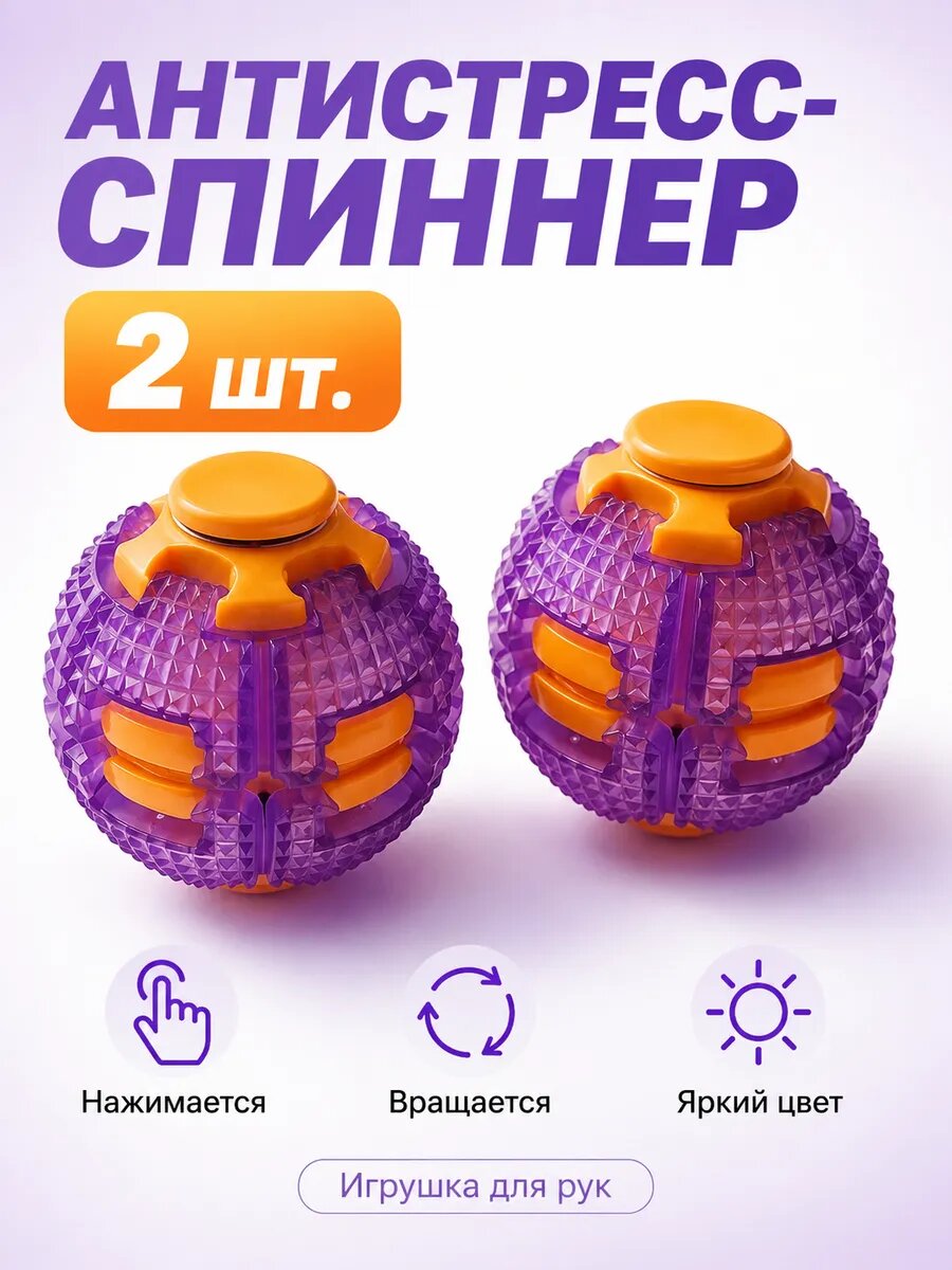 Игрушка антистресс мяч спиннер светящийся 2 шт