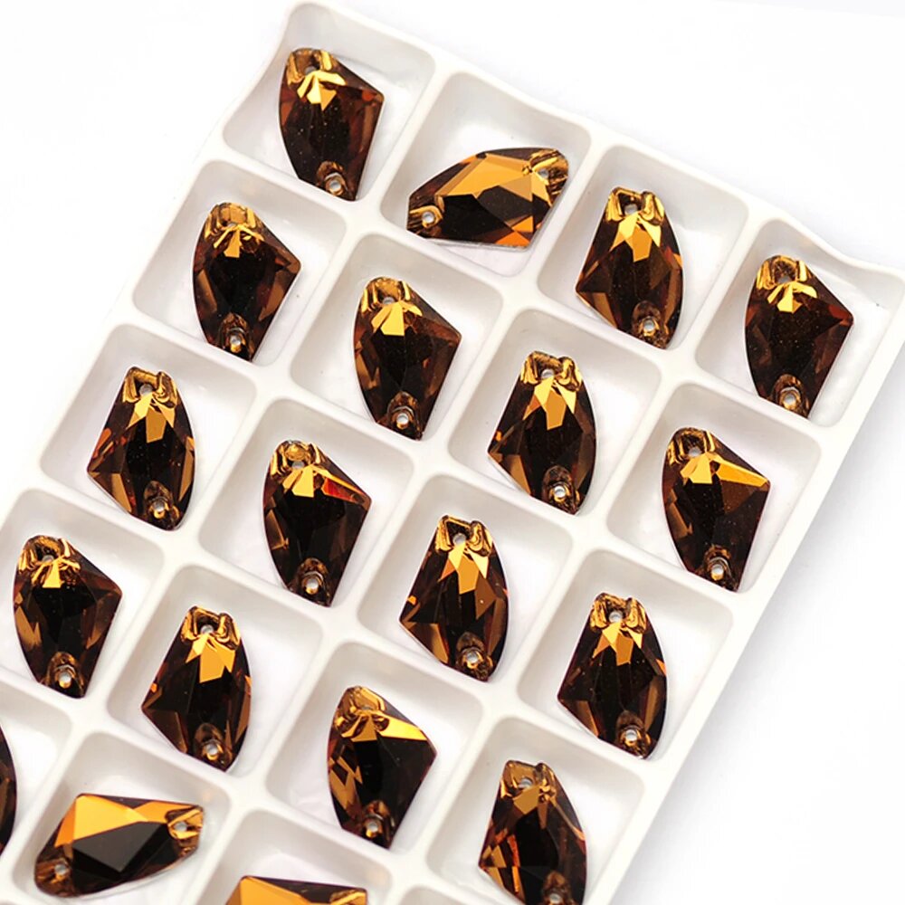 Стразы стеклянные K9 9x14mm, 96шт, Smoked Topaz