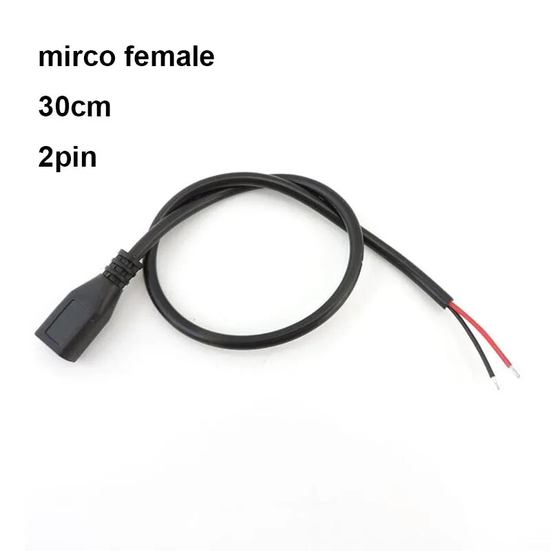 Кабель для ремонта и сварки Micro USB 2.0 A - Type-C 2/4 жилы 5 Pieces, Micro Female 2pin