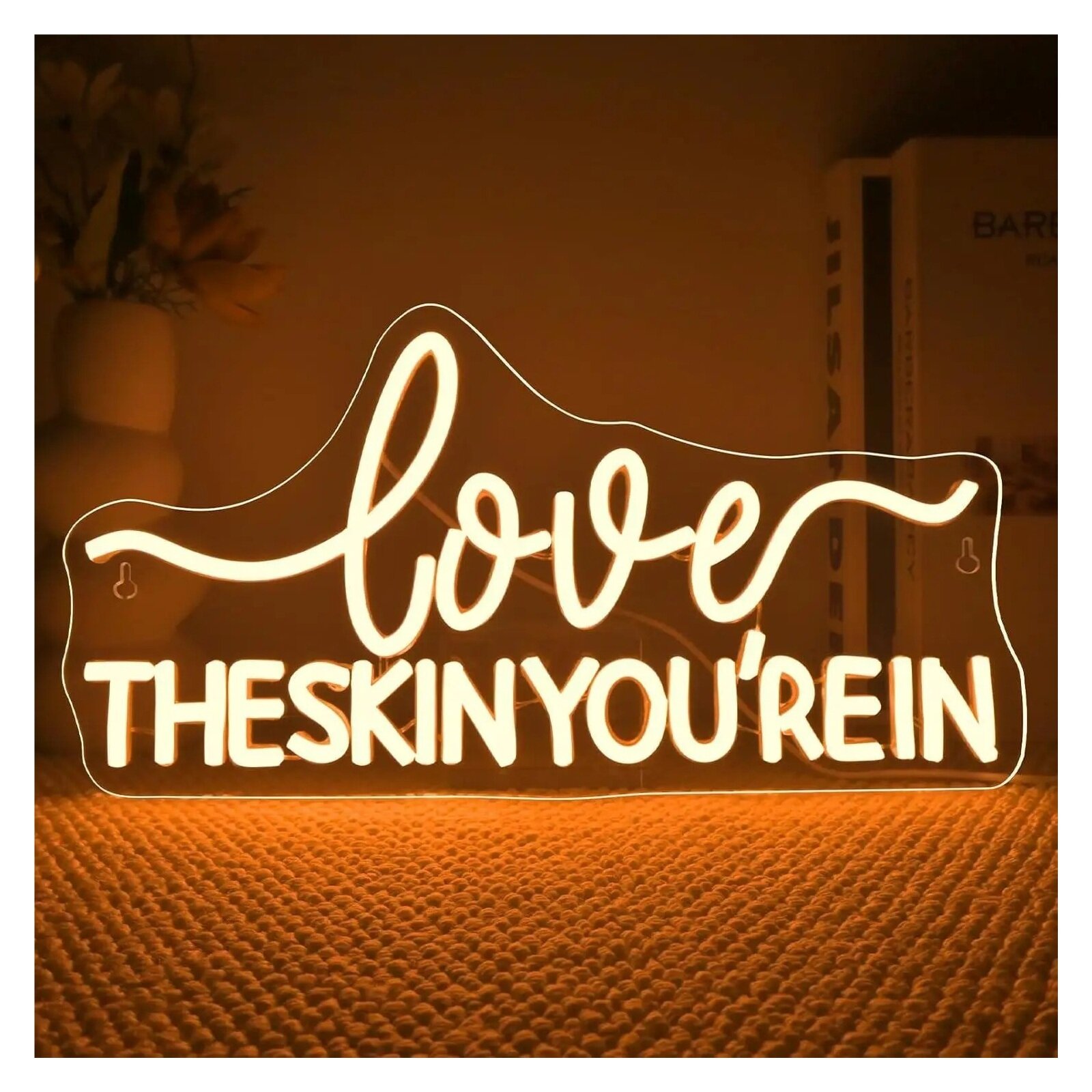 Неоновая Вывеска "Love The Skin You Rein"с USB-светодиодом Dimmab Для Салона Красоты, Студии, Спа-комнаты, Ухода За Кожей,14.6x7.5in