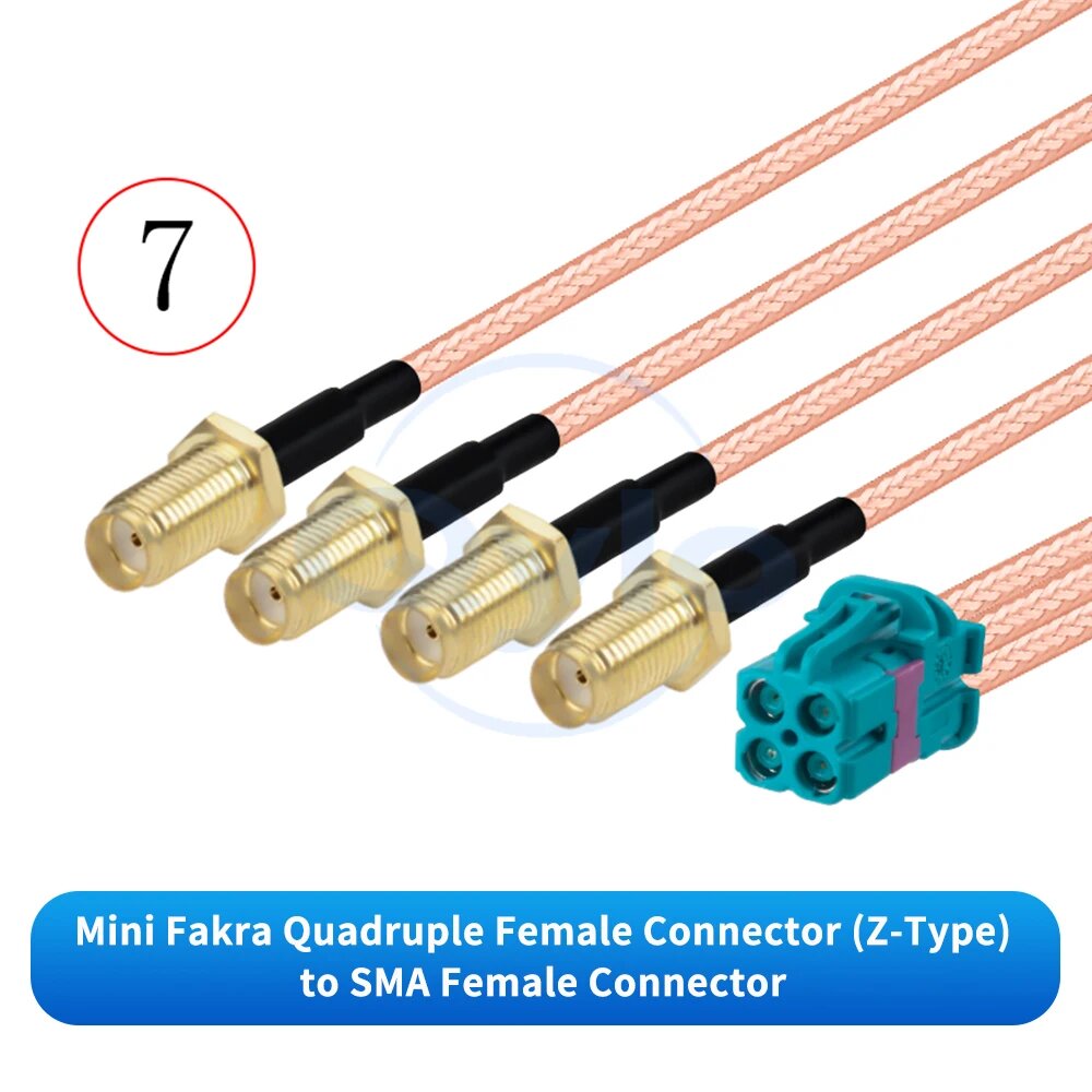 Кабель Tyco Mini FAKRA 4 в 1 Z Series Aqua Blue - SMA / FAKRA 1m, 7