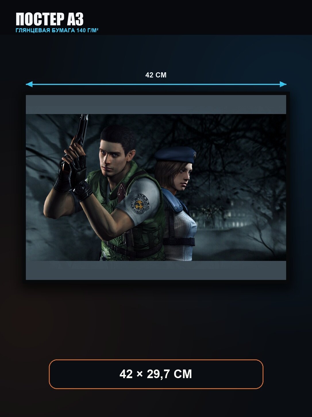 Плакат Resident Evil Герои — фэнтезийная игровая композиц A3