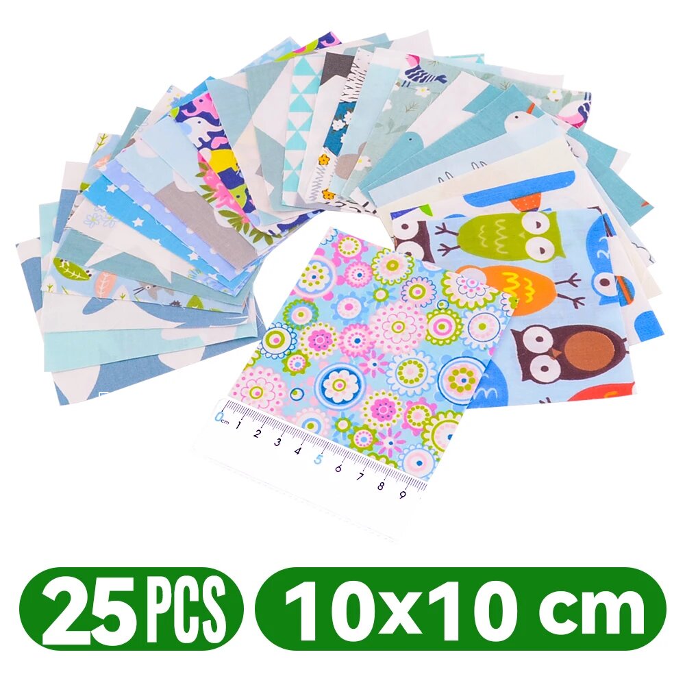 Пэчворк ткань 10x10 см, 25 шт, белый