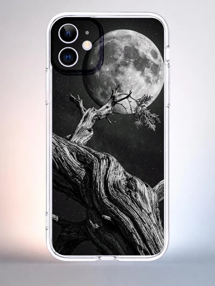 Чехол iPhone 11 дерево и луна силиконовый