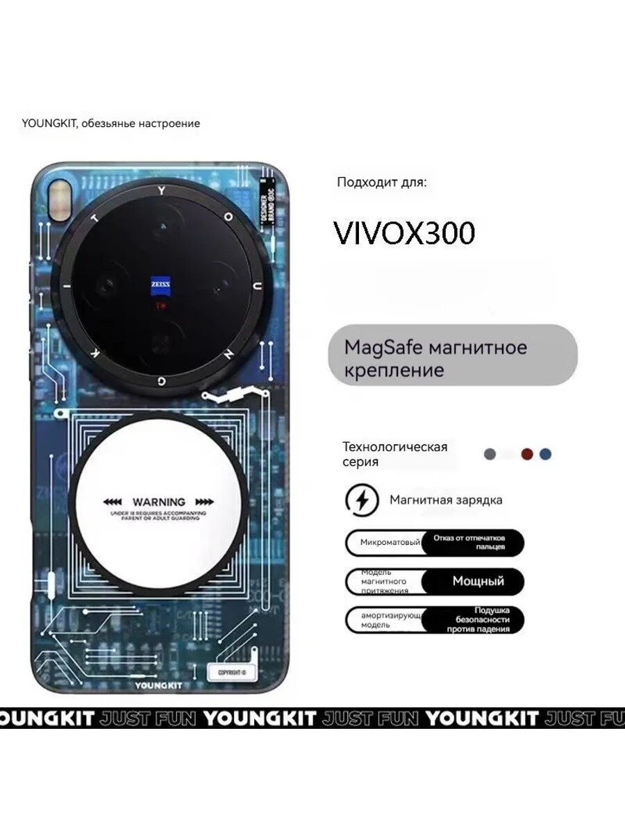 Магнитный чехол для Vivo X300 с текстурой платы и защитой камеры