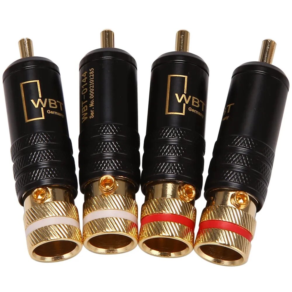 WBT-0144. Разъёмы RCA с фиксацией, золотое покрытие / 4 шт.