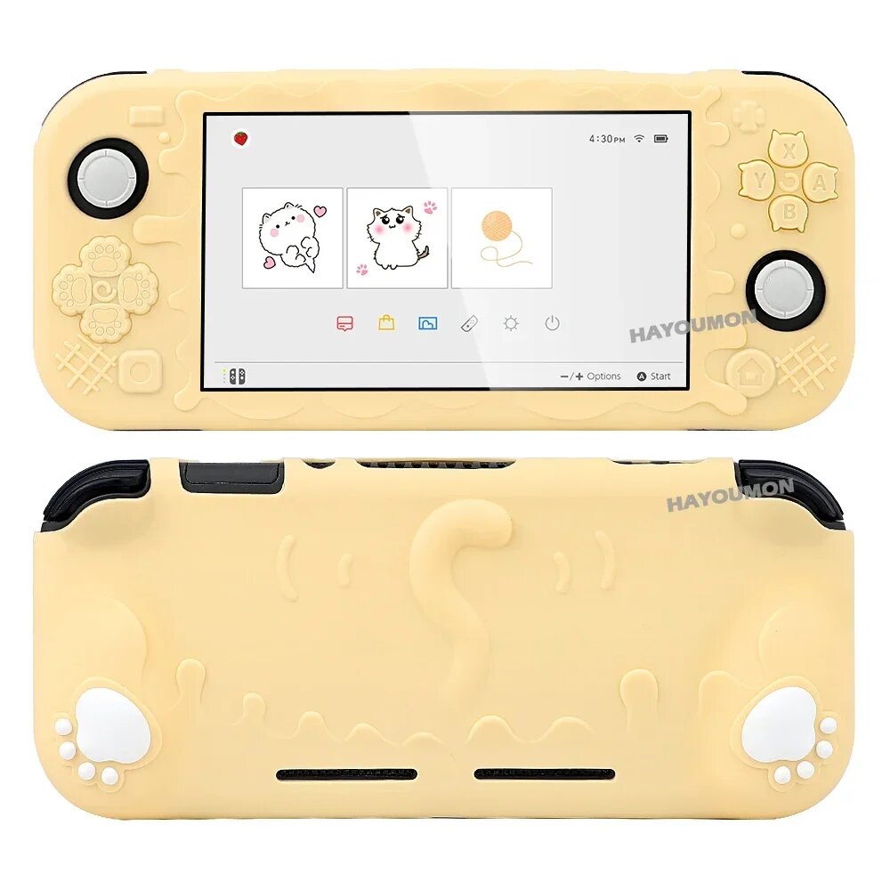 Чехол для Nintendo Switch Lite, Cat Yellow, силикон, кошачья лапка