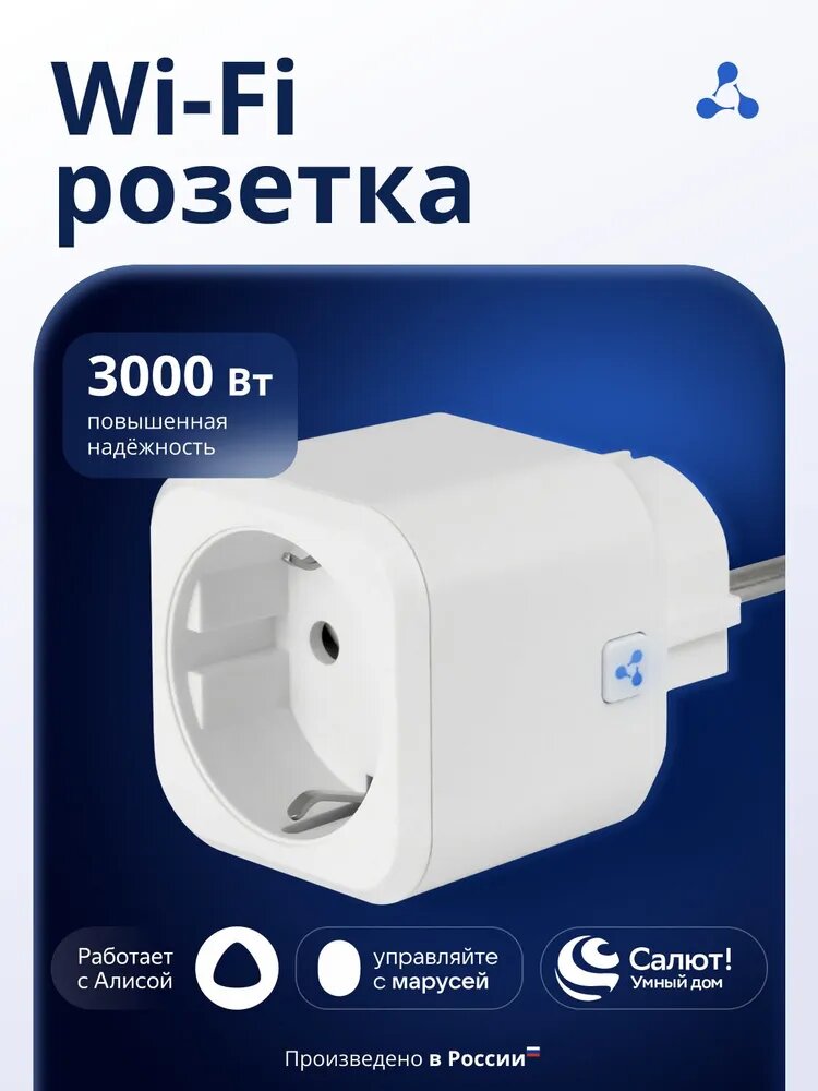 Умная WIFI Розетка Eltex SW-PLG02 с Алисой, Марусей, Салют, 220В