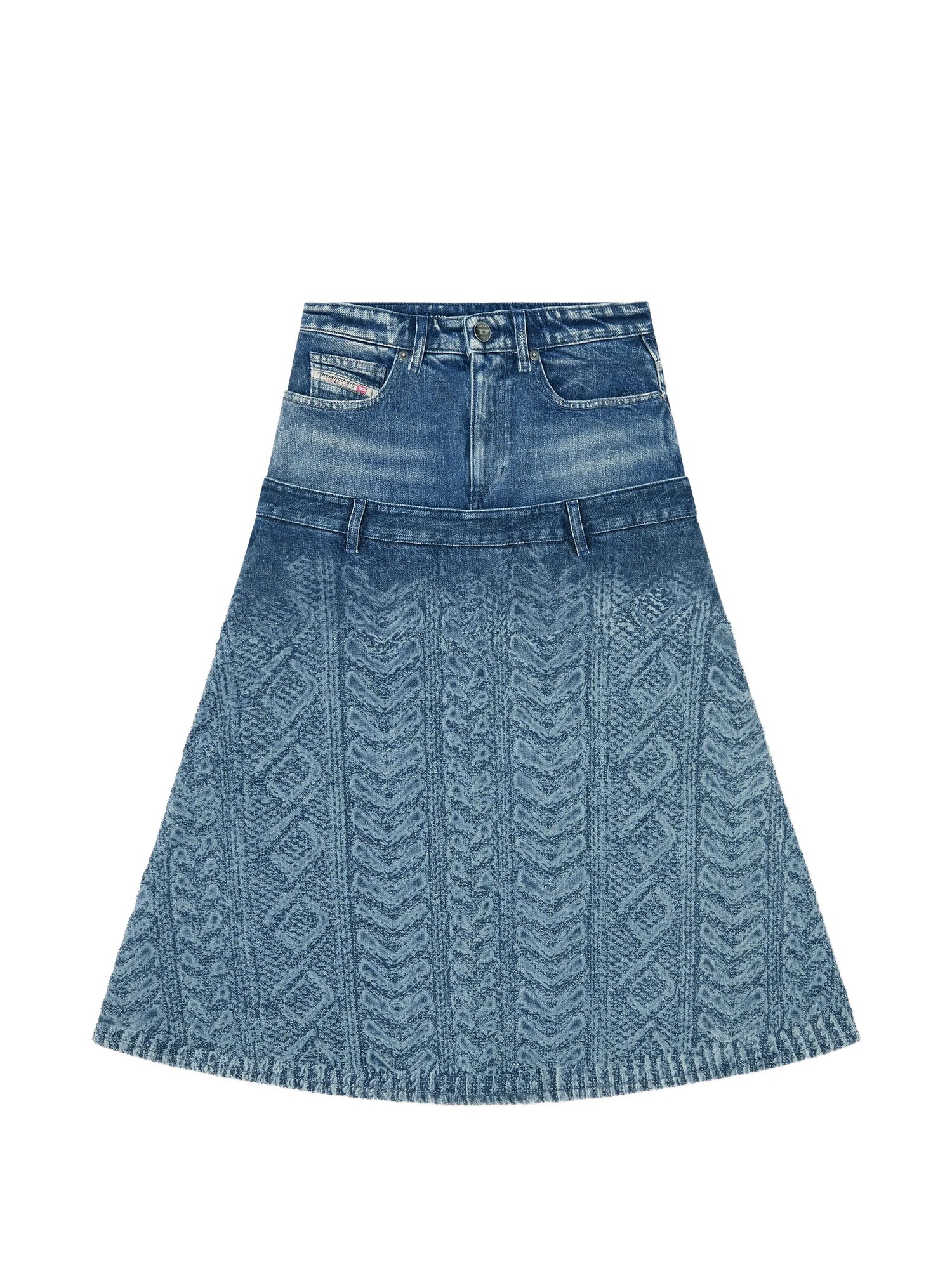 Юбка DIESEL Midi skirt in cable-knit-effect denim