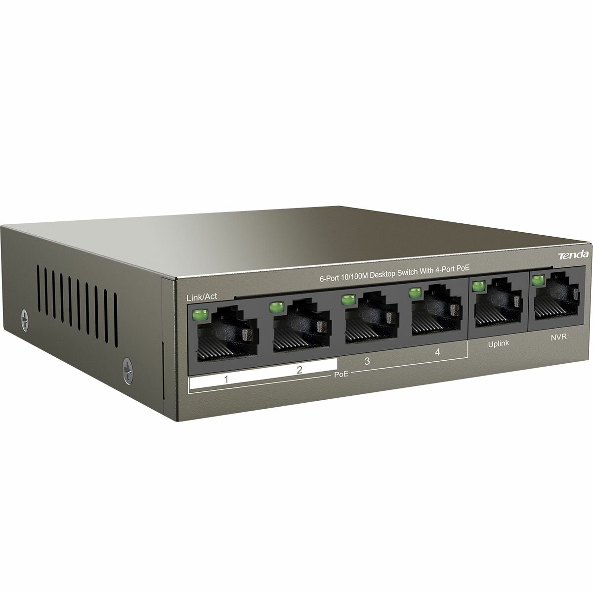 Коммутатор TENDA 6PORT 100M 4POE TEF1106P-4-63W, неуправляемый, 6 RJ-45, 10/100 Мбит/с