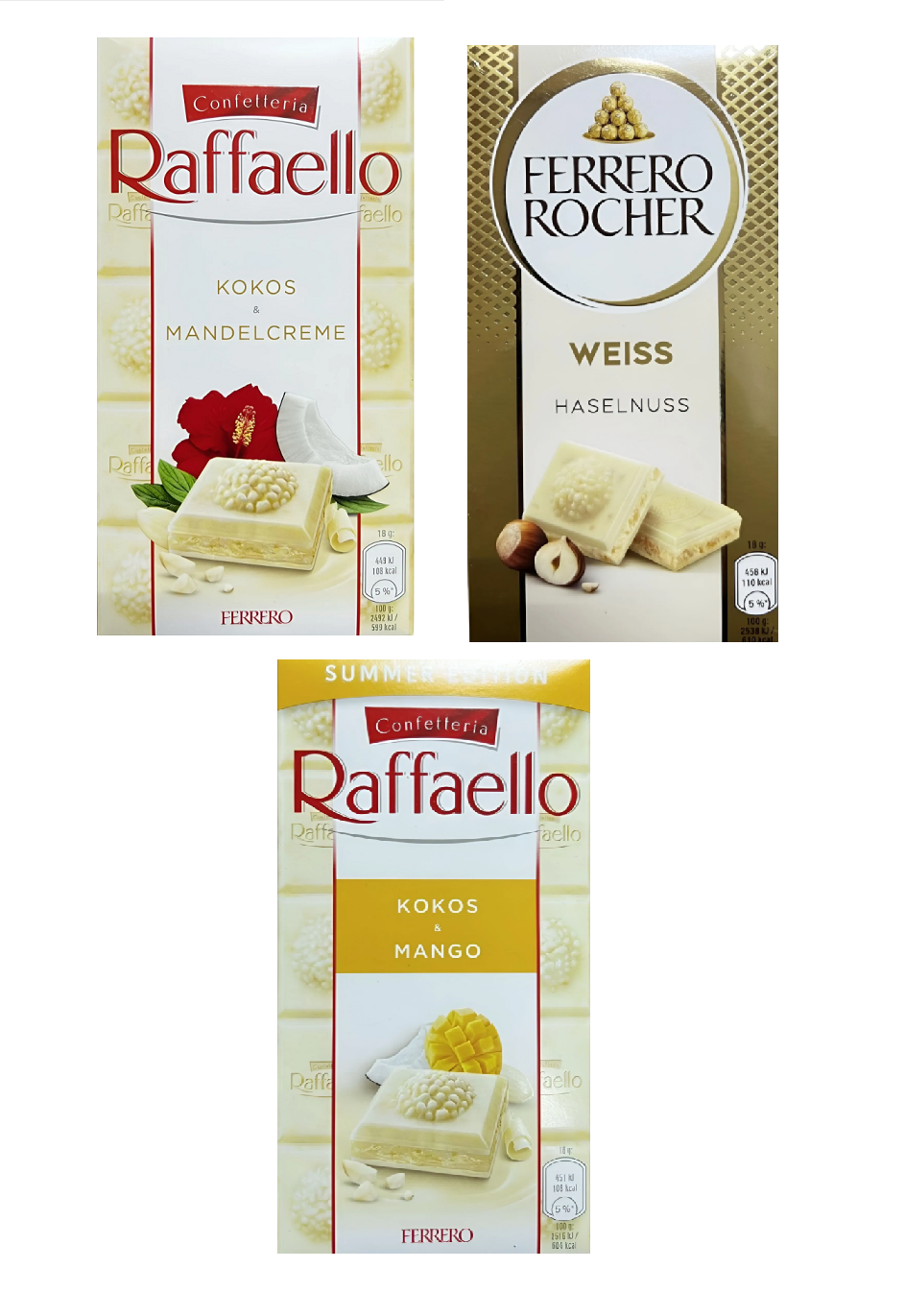 Набор белого шоколада Ferrero Rocher, (3 шт. х 90 гр.)