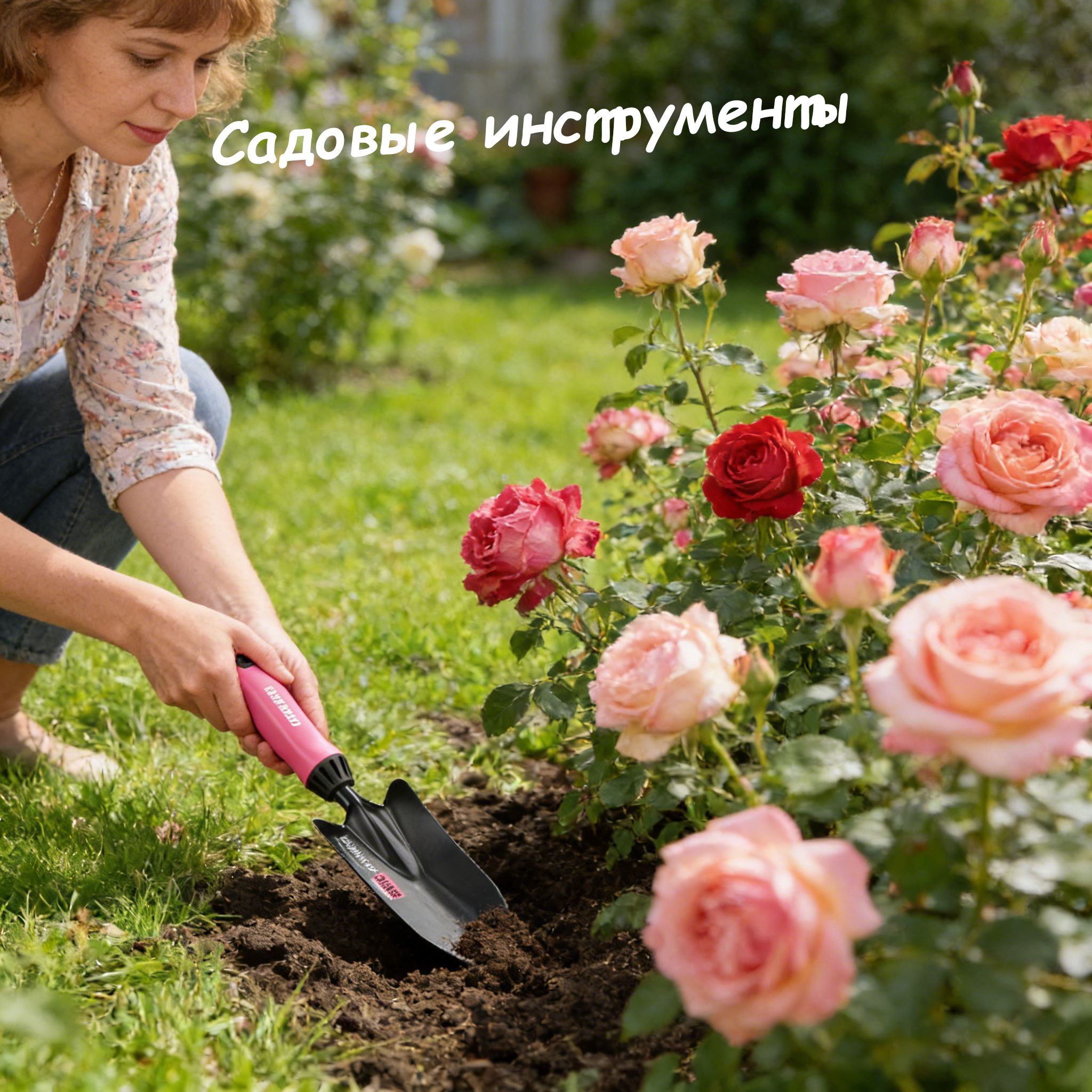 Совок садовый 32.5 см ширина 15 см металл светло-розовый