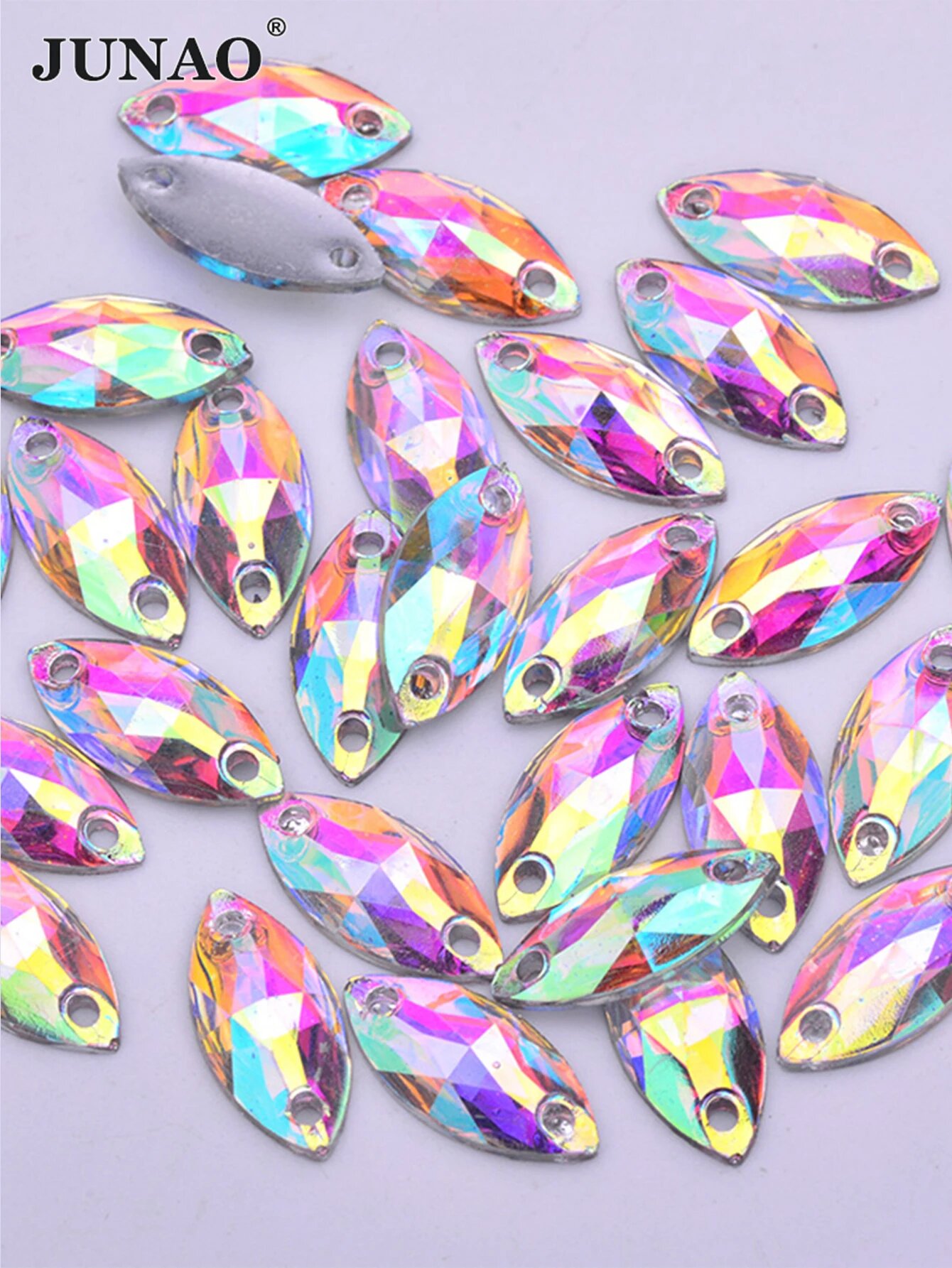 JUNAO Кристаллы для вышивания 8*14 мм 100 шт 100pcs 7x15mm