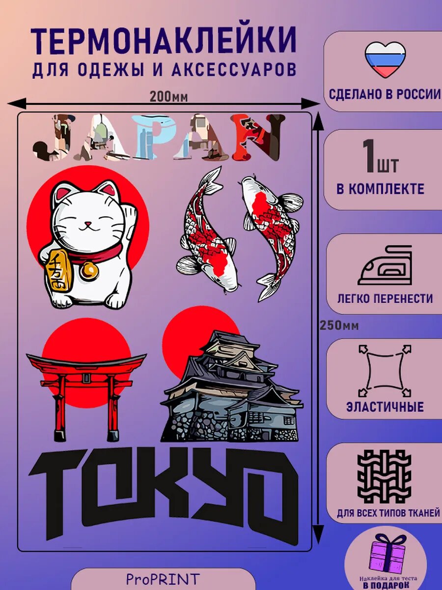 Термонаклейки для одежды набор токио