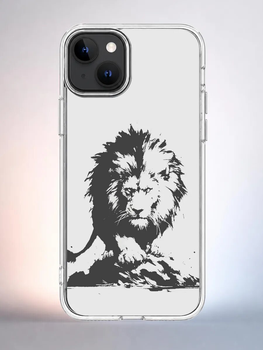 Чехол iPhone 14 лев силуэт минимал силиконовый