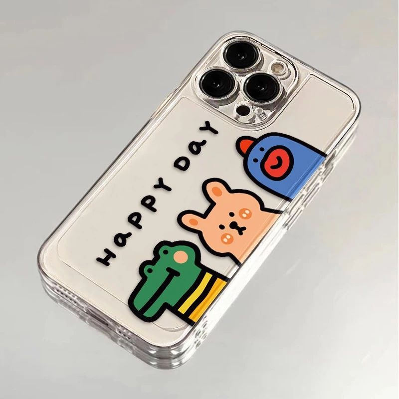 Чехол на Айфон 15 / IPhone 15 прозрачный с Мимичные питомцы игривый исцеляющий стиль