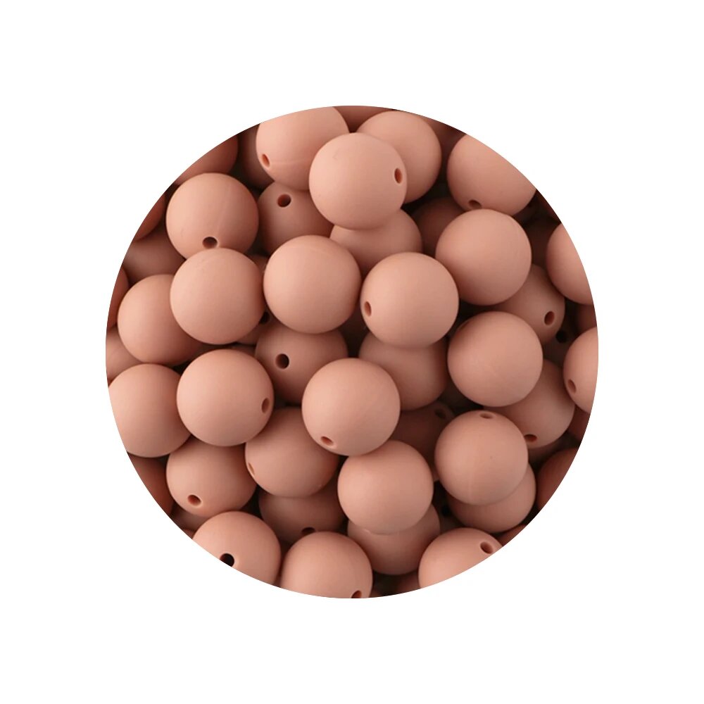 Силиконовые бусины 9 мм, deep peach, 100 шт