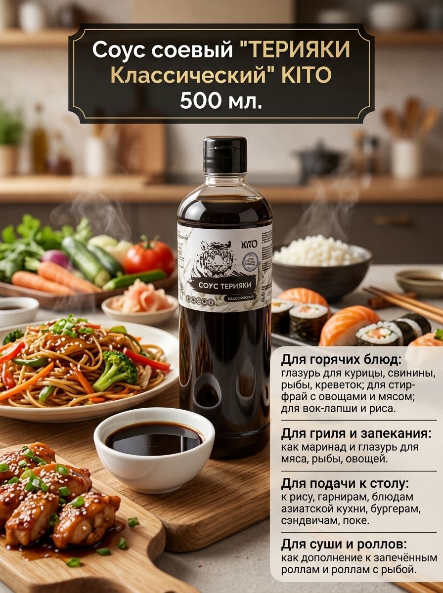 Соус соевый "терияки Классический" KITO 500 мл.