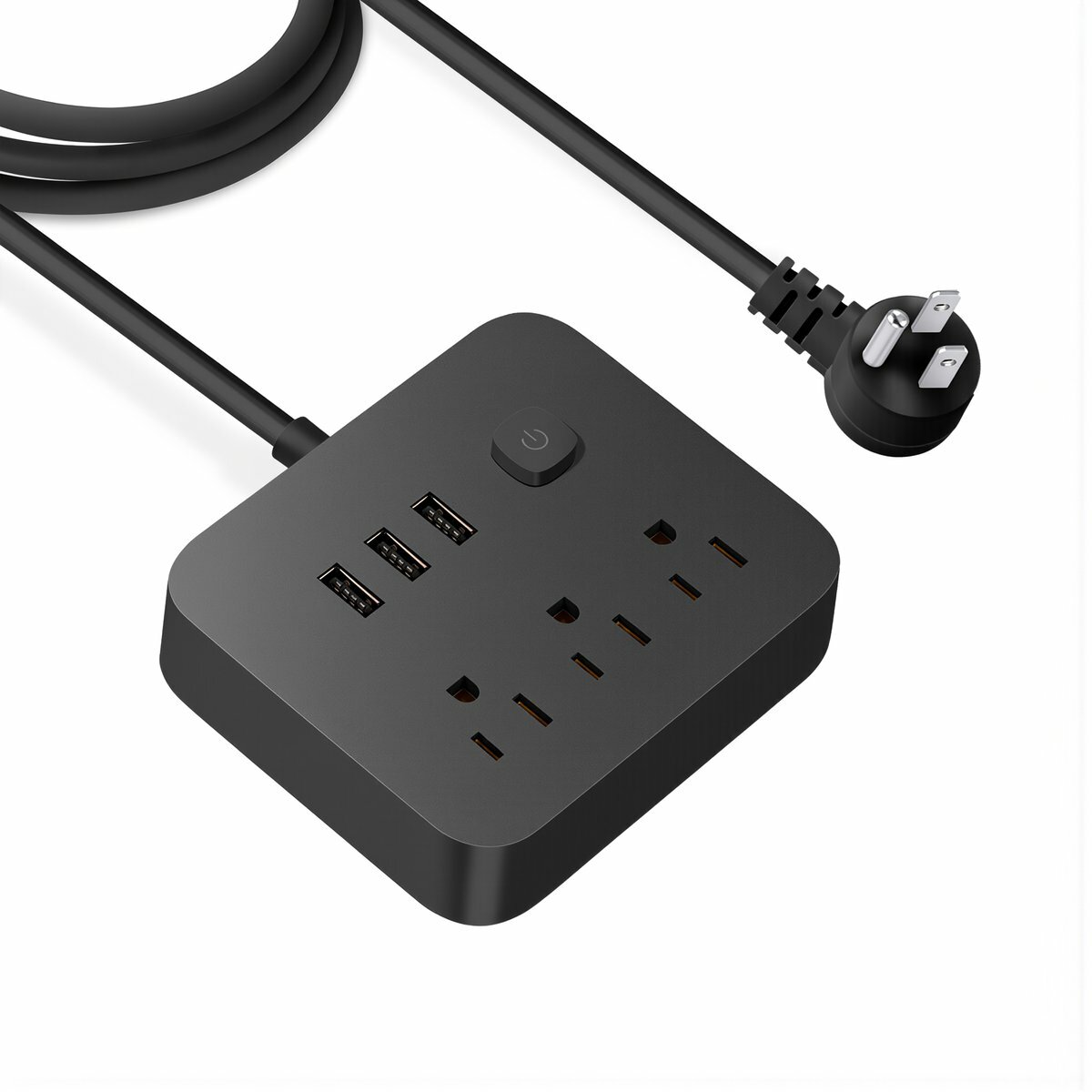 Удлинитель сетевой с 3 розетками и 3 портами USB, общий выключатель защита от перегрева для дома офиса путешествий
