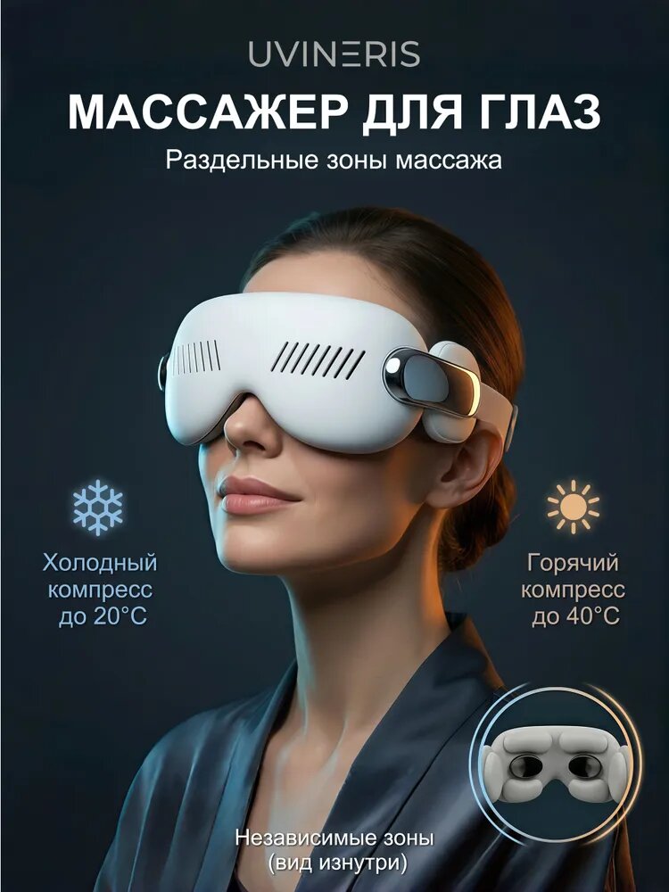 Массажер для глаз UVINERIS с охлаждением и подогревом, электрические массажные очки
