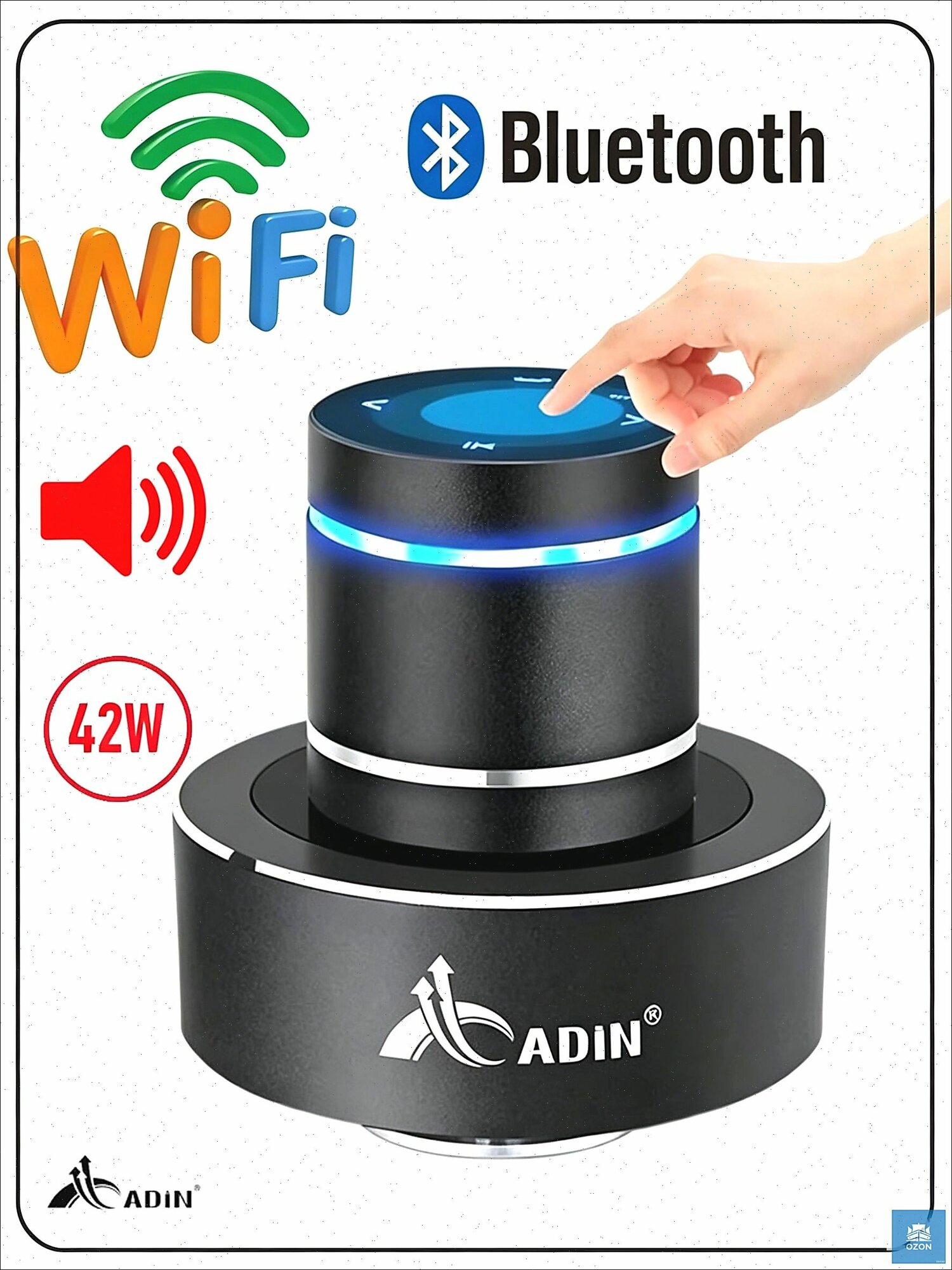 Adin S9 Резонансная костная колонка с голосовым управлением, умная колонка с WiFi и Bluetooth 5.0, прозвук для вечеринок и дачи, широкий звуковой охват