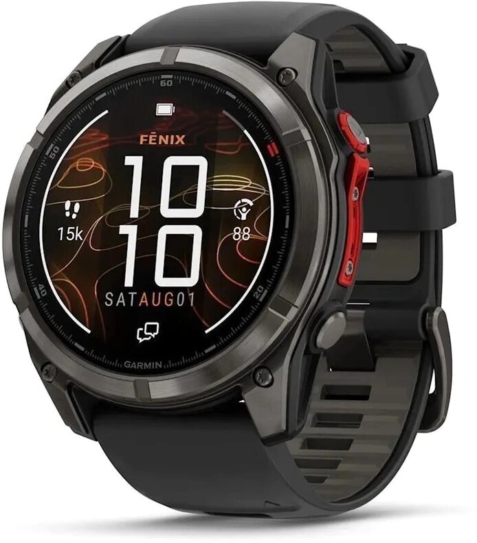 Смарт-часы Garmin Fenix 8 Pro 51мм 1.4" MicroLED корп. угольно-серый рем. черный разм. брасл:127-225мм (010-03380-01)