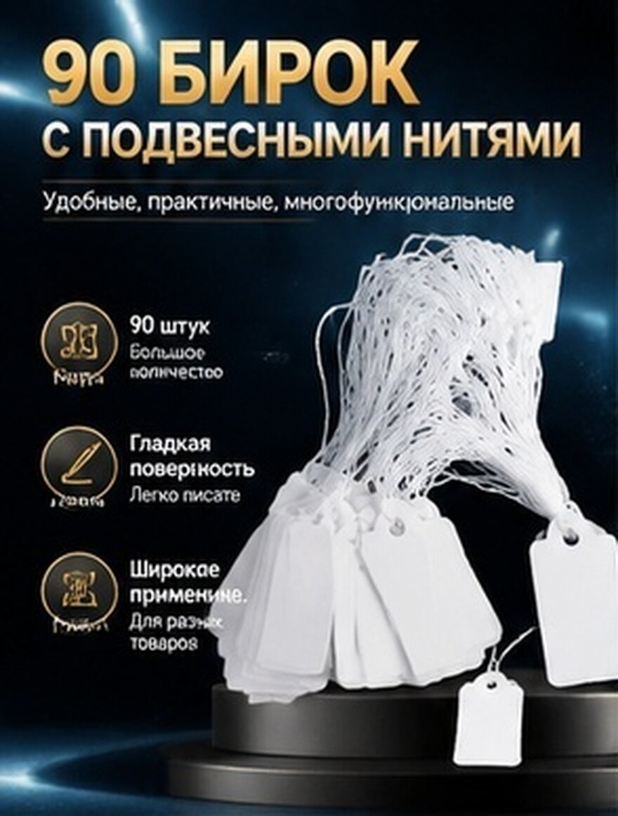 90 Штук Бирок Для Цен Из Хлопка И Бумаги С Тесьмой Для Ювелирных Изделий 2.60X1.60X0.10Cm