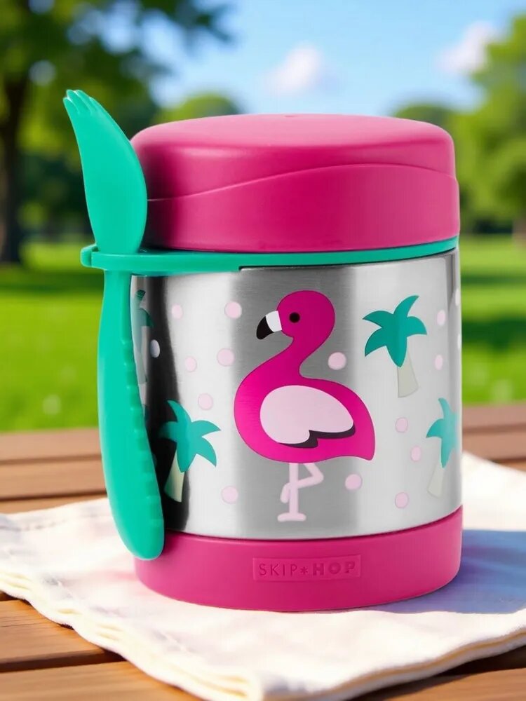 Термос Skip Hop со столовым прибором Фламинго Франни