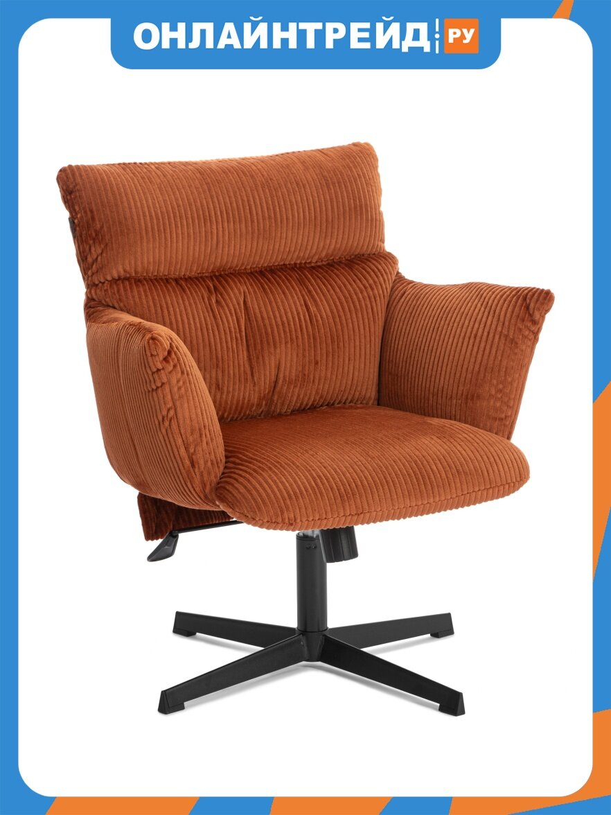 Кресло Tetchair Флаффи/Fluffy крестовина 64см, вельвет, оранжевый