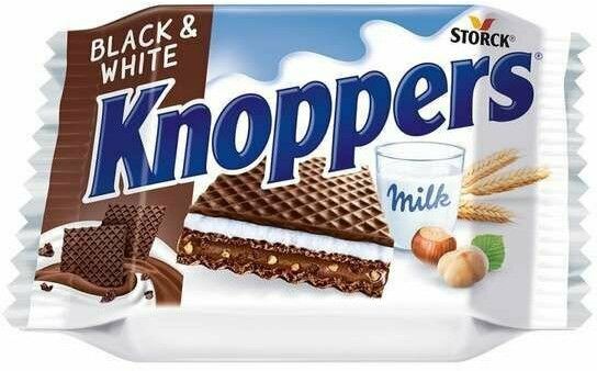 Вафли с кремовой начинкой Кноперс / Knoppers Black & White 25 гр * 5 шт (Германия)