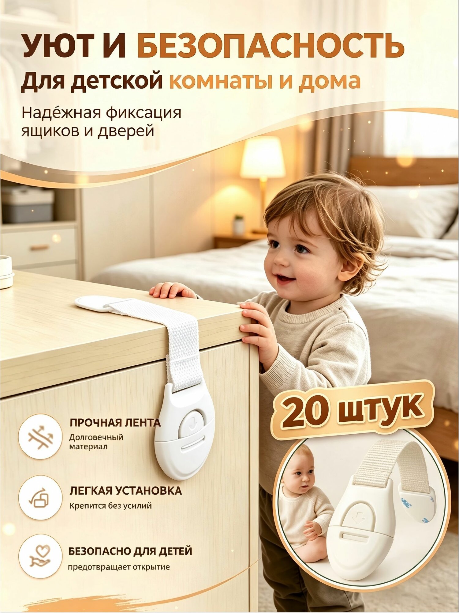 Блокиратор дверей, ящиков, окон, детский замокзащелка от детей, для шкафов, холодильника, простая установка, набор 20 штук
