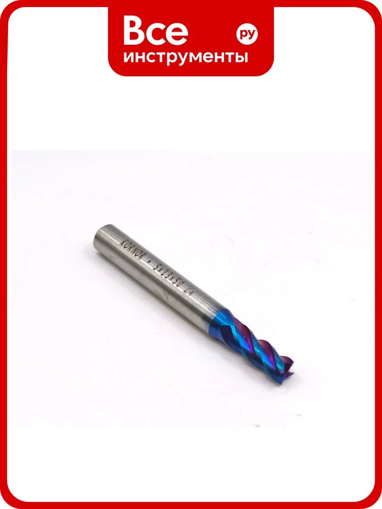 Фреза концевая твердосплавная KORNOR 5х13х50 Z4 ц/х-6мм HRC65 NaNo (плоский торец) 65105130504