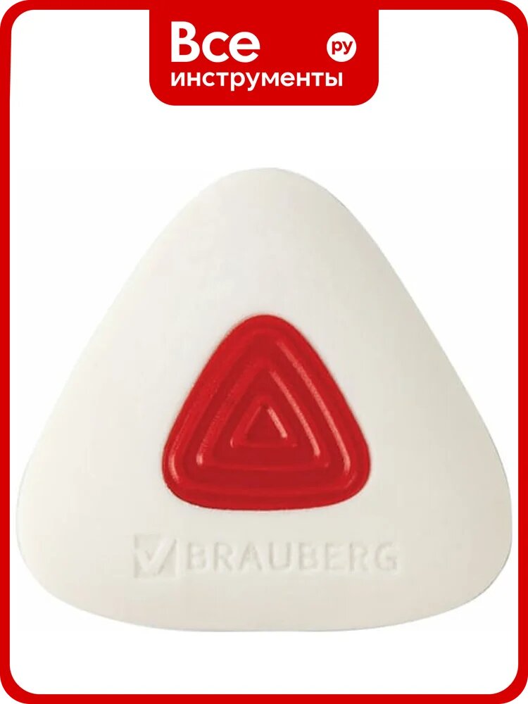 Ластик Trios Pro BRAUBERG, 36x36x9 мм, белый, треугольный, красный пластиковый держатель 36 шт 229559
