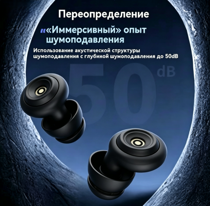 Умные беруши для сна с мощным шумоподавлением, комфортные для отдыха дома и в поездках, Черный