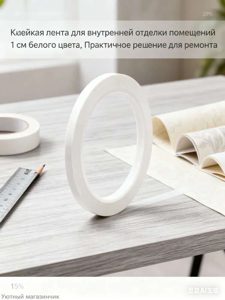 Клейкая лента для внутренней отделки помещений 1 см белого цвета, 50 метров