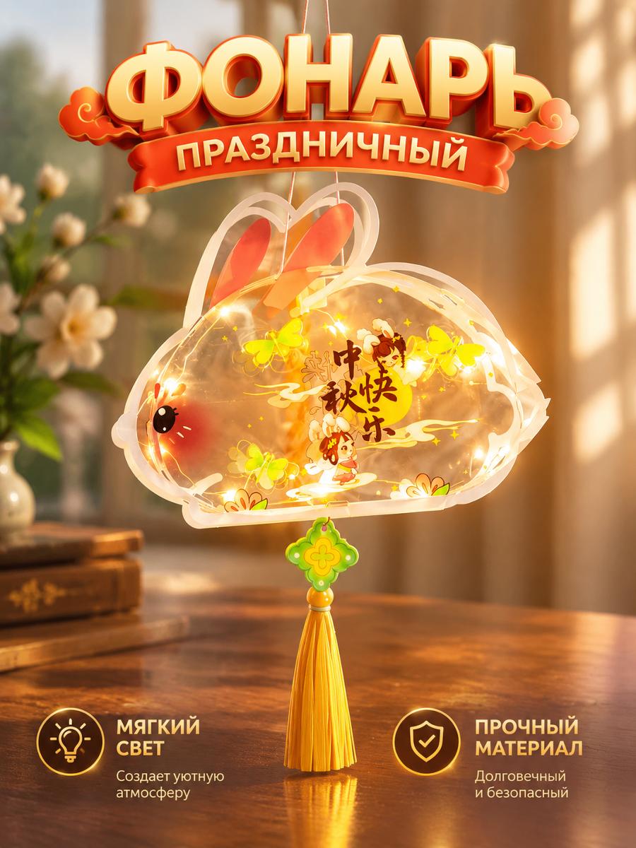 Светящийся фонарь-кролик, набор для творчества, детский, С наступающим праздником Середины осени - ПВХ фонари