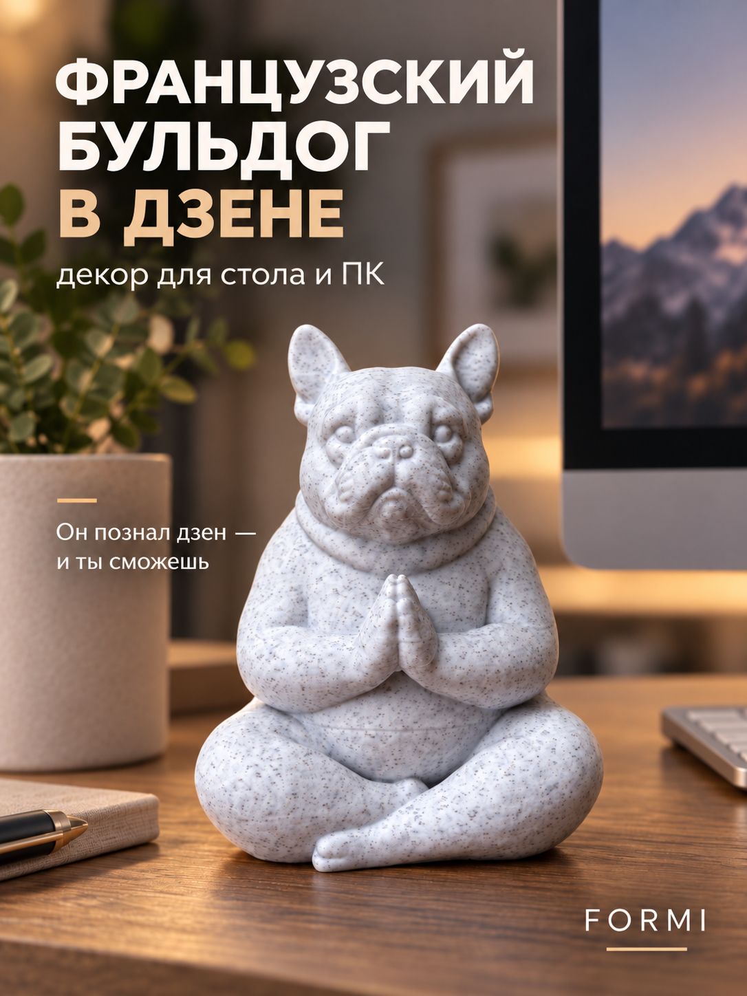 Фигурка-статуэтка французский бульдог в позе йоги
