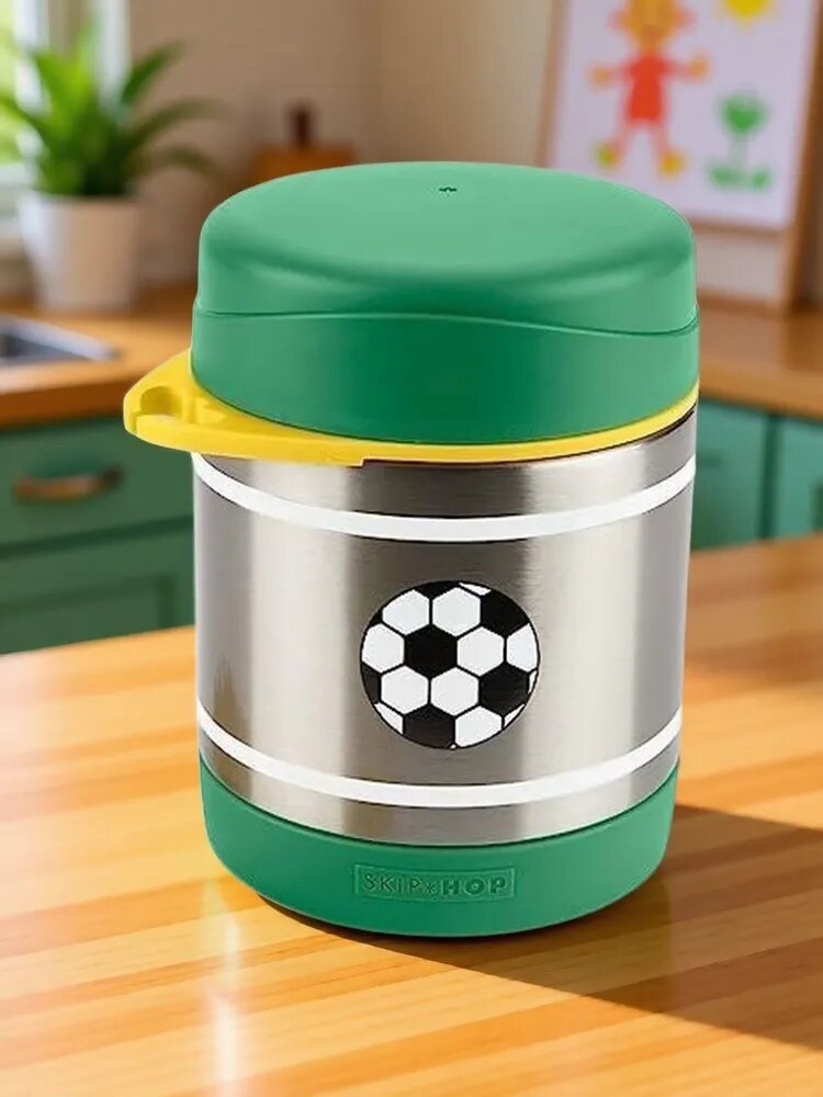 Термос детский для еды Skip Hop с широким горлом вилкой ложкой Футбол
