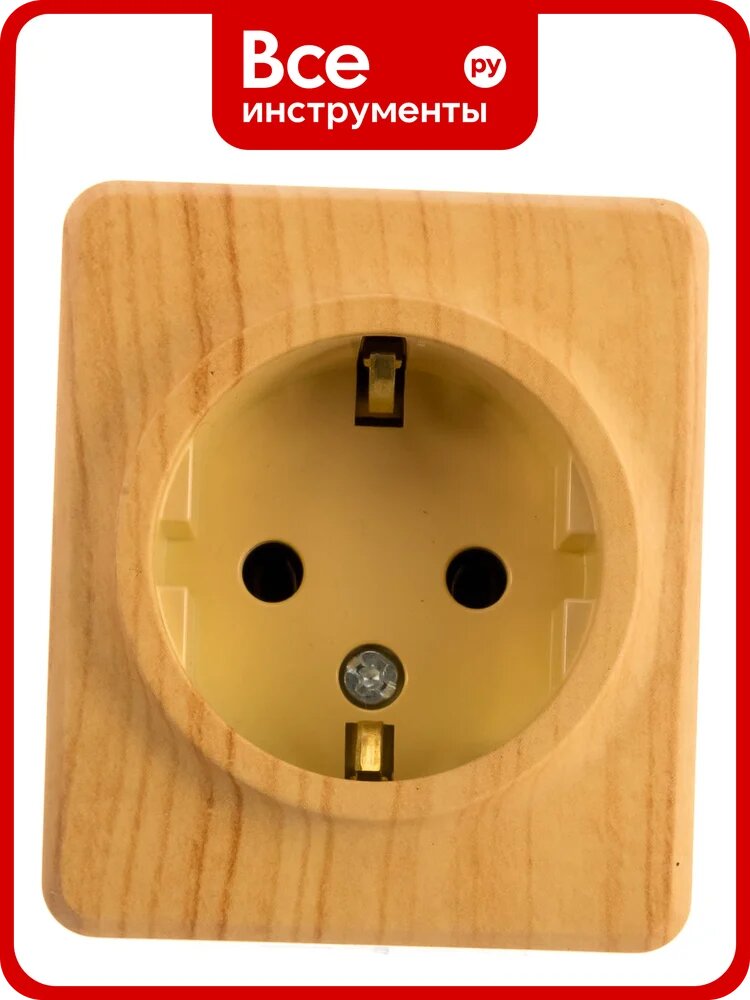 Розетка ЭРА 11-2203-11 2P E Schuko, 16A-250В, IP20, ОУ, Эксперт, сосна Б0020687