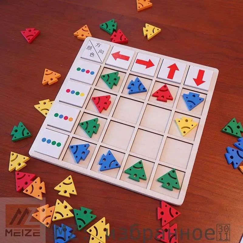Развивающая деревянная игра-головоломка (Армейский зеленый, поиск направления)