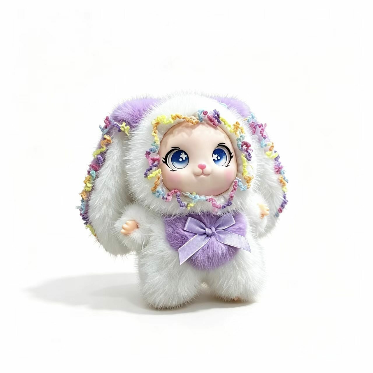 Плюшевая игрушка Лолли Кролик с виниловой головой Брелок Милая мультяшная крольчиха Цвет：Белый с фиолетовым