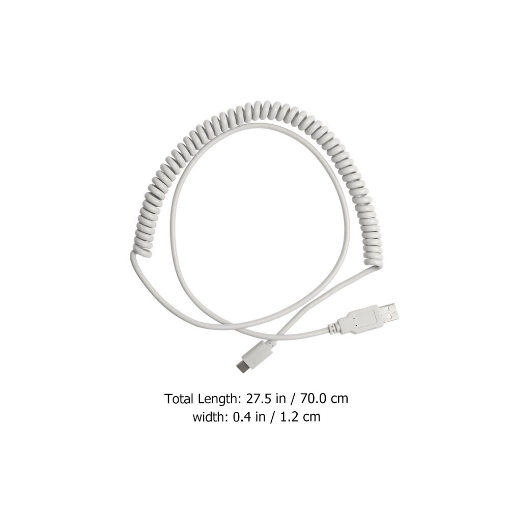 Кабель Usb C Для Клавиатуры Спиральный 1 Пcs Структура Коил Трубки Белый 70X1.2X0.6Cm