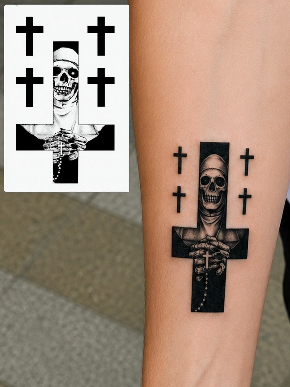 Tattoo'шки Временная тату "Кресты" 6*10см наклейка 6x10 см татуировка крест