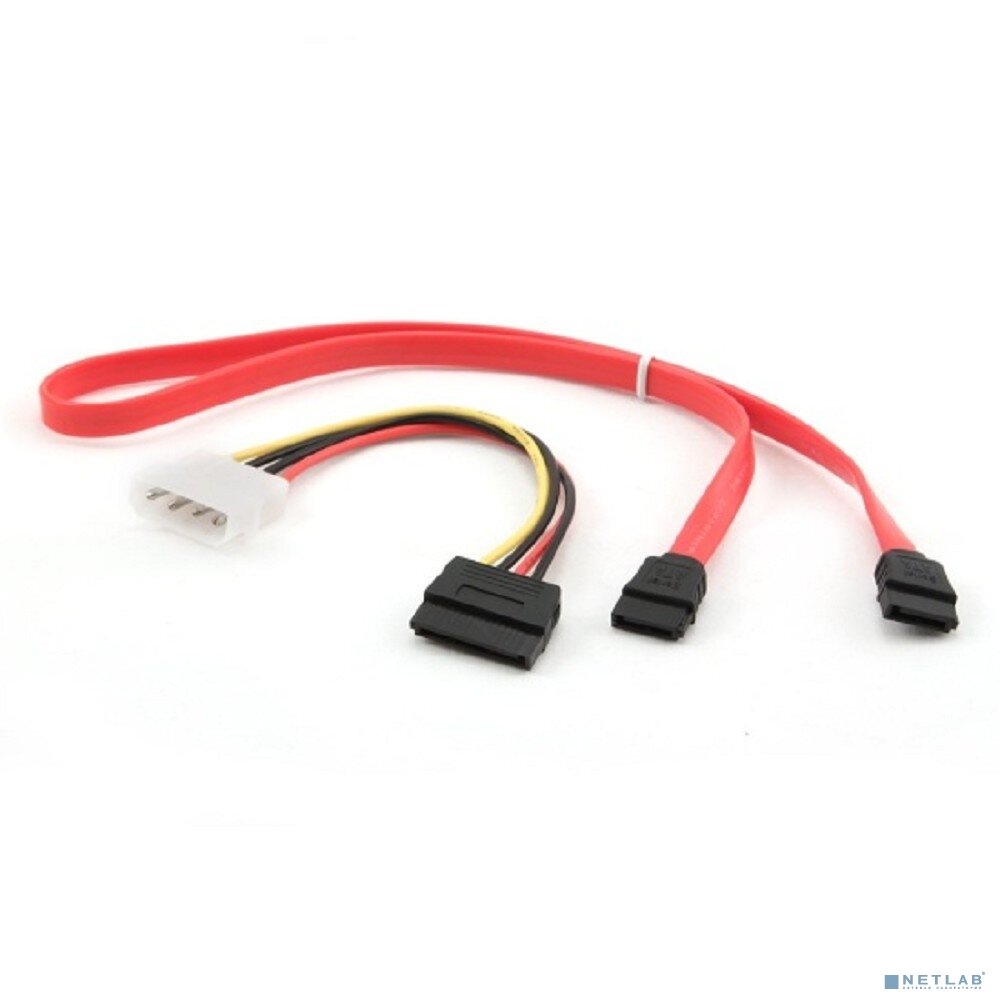 Cablexpert комплект кабелей SATA CC-SATA-N, интерфейсный (48см) 7pin/7pin и питания (15см) 4pin/15pin, медь, пакет (21404)
