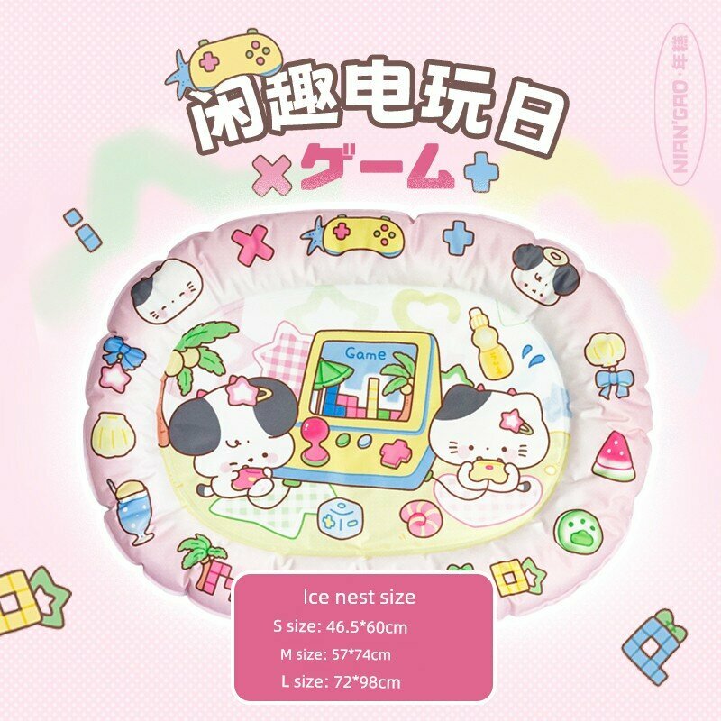 Охлаждающая кровать для домашних животных с темой Игрового Дня, размер L - Летнее решение для охлаждения собак и кошек