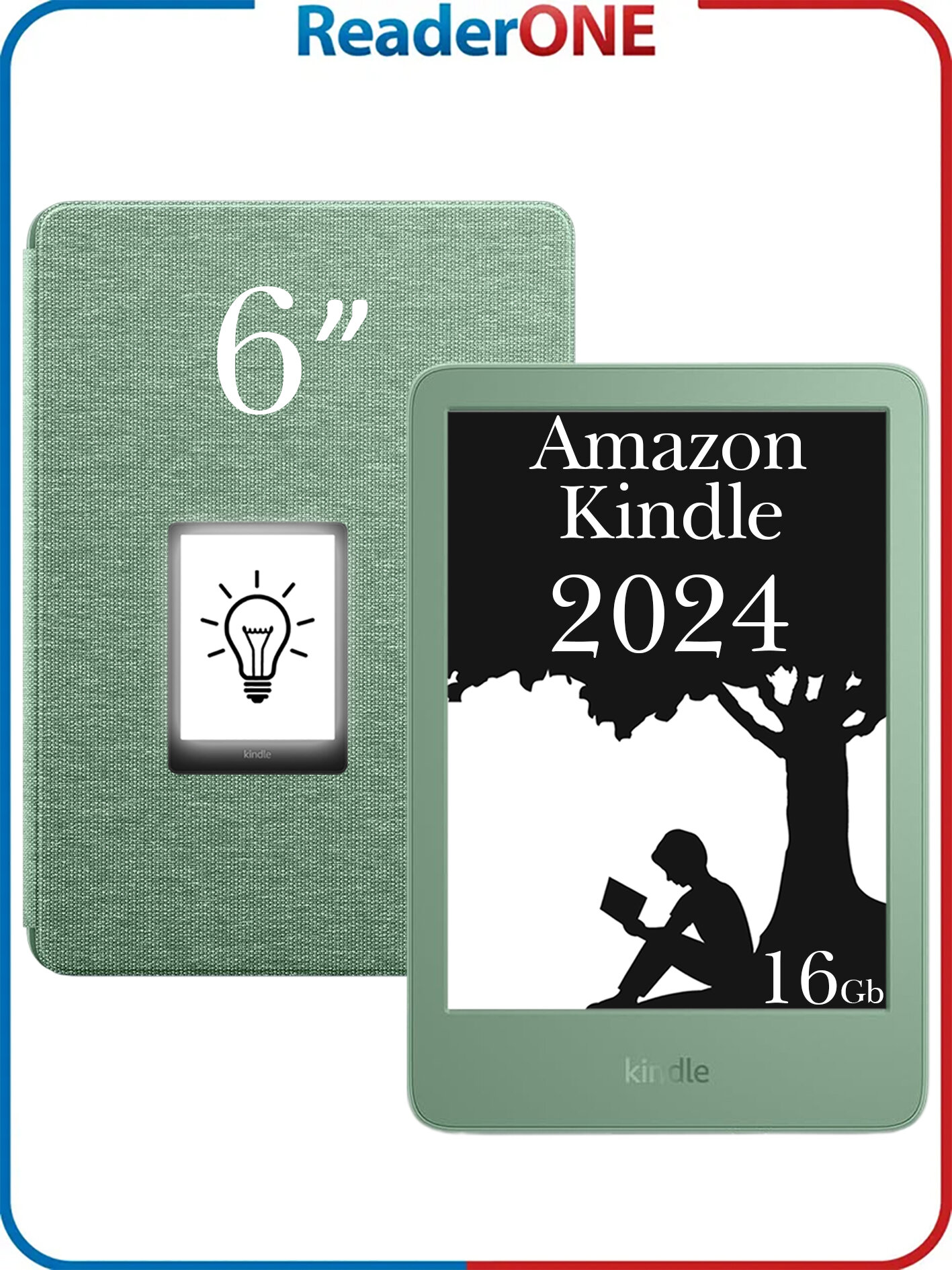 Электронная книга Amazon Kindle 11, 6 дюймов, 2024, 16 Гб, SO, Matcha с обложкой Fabric Matcha
