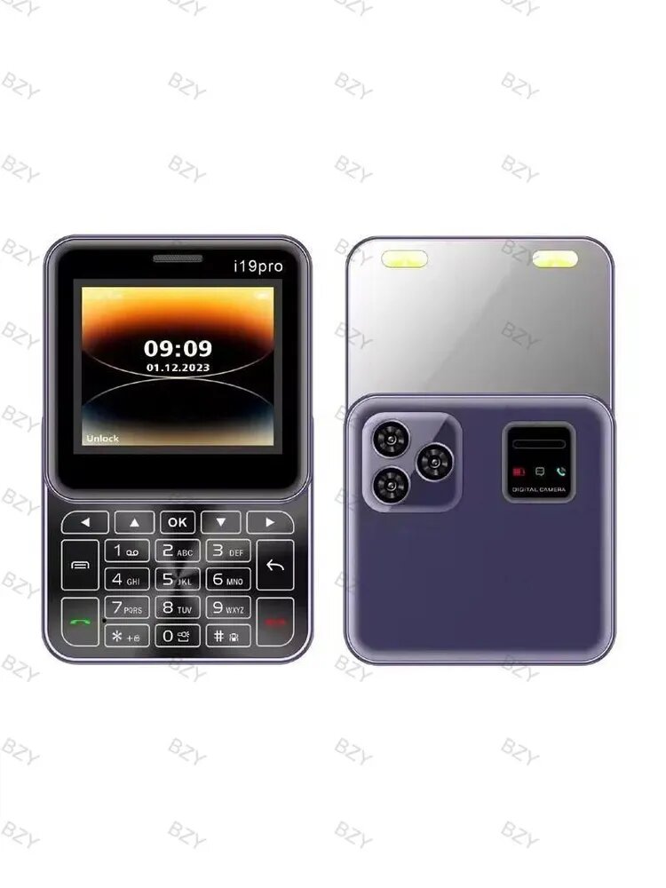 Мобильный телефон i19pro фиолетовый для пожилых, 2 SIM, классическая, 2.4 дюйма